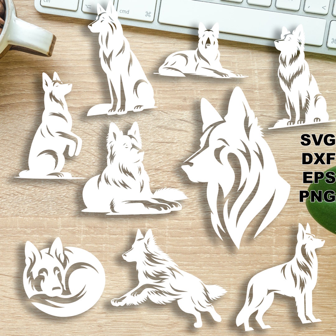 German Shepherd SVG Cut Files svg Dxf Png Eps Silhouette & Cricut ...