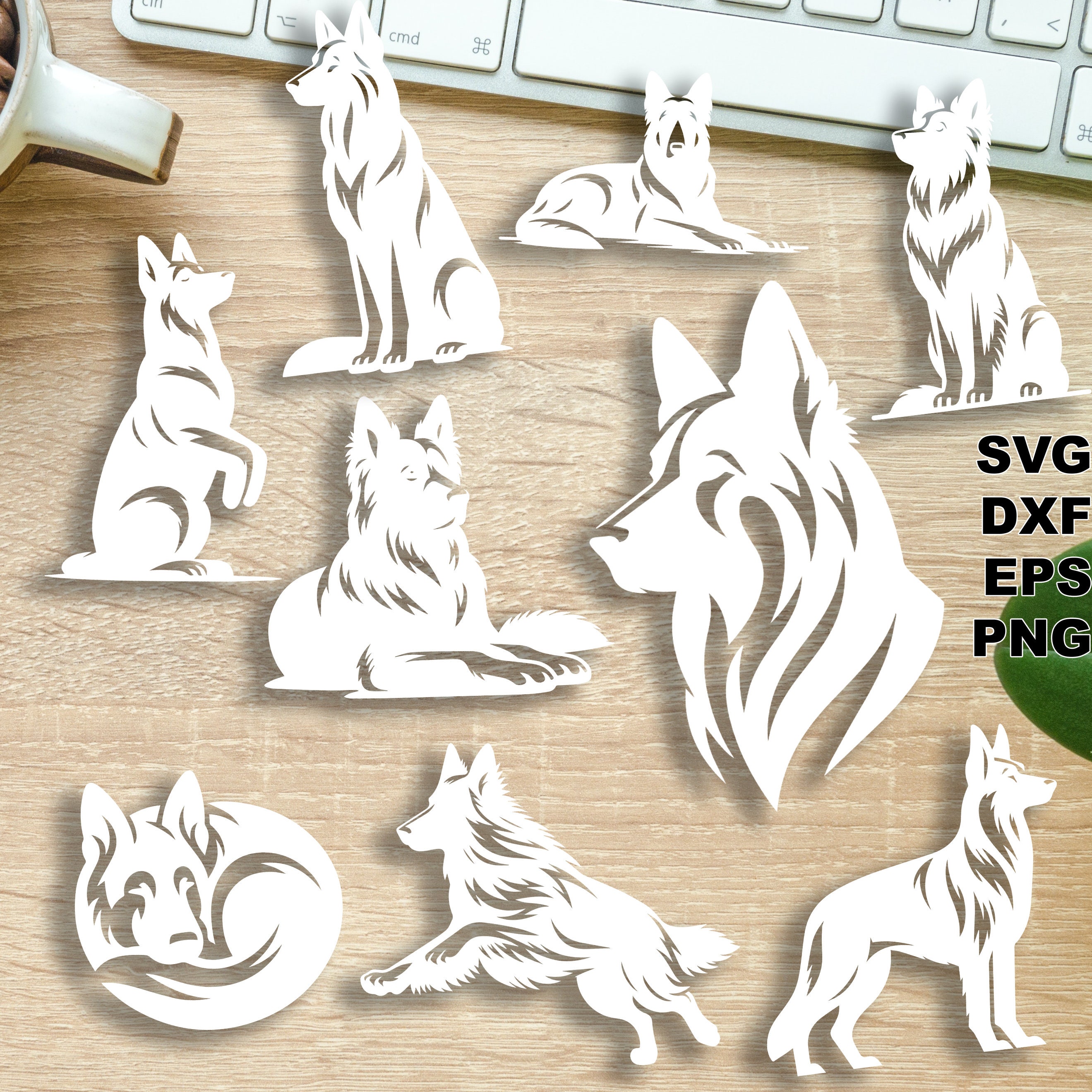 German Shepherd SVG Cut Files svg Dxf Png Eps Silhouette & Cricut ...