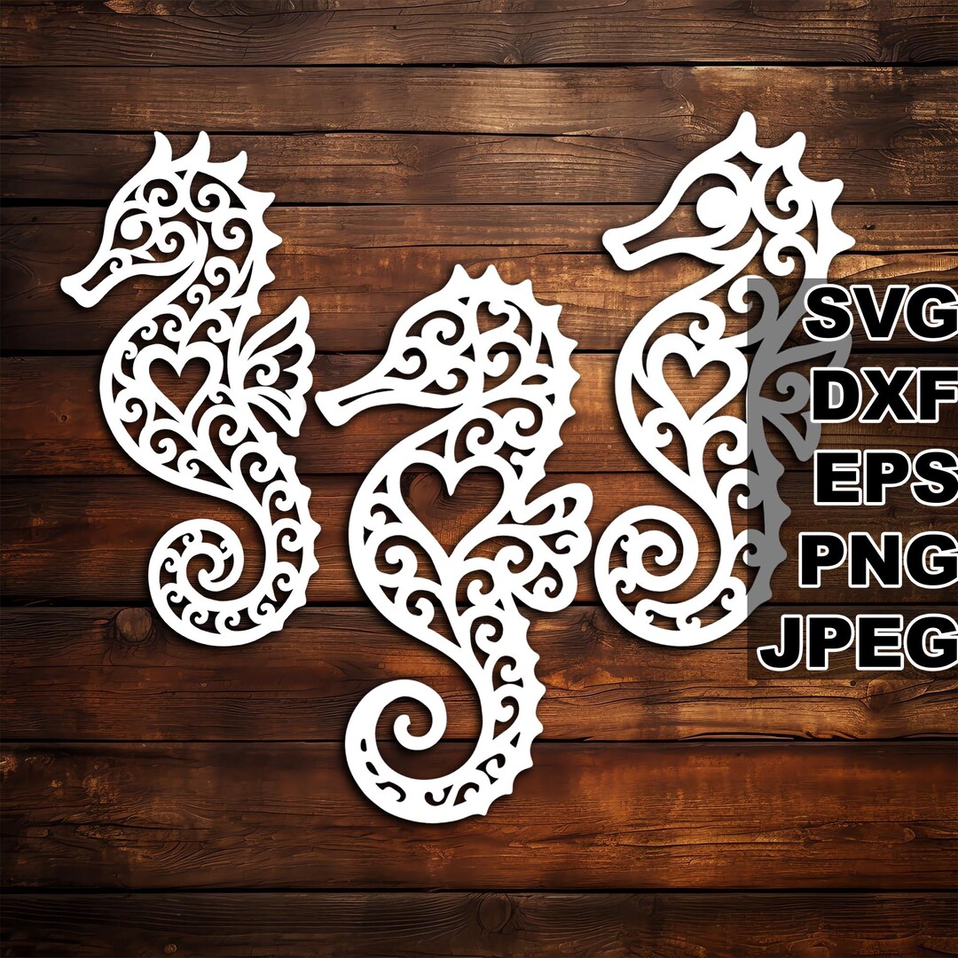 Lovely Seahorse SVG Cut Files (svg Dxf Png Eps Jpeg) Silhouette ...