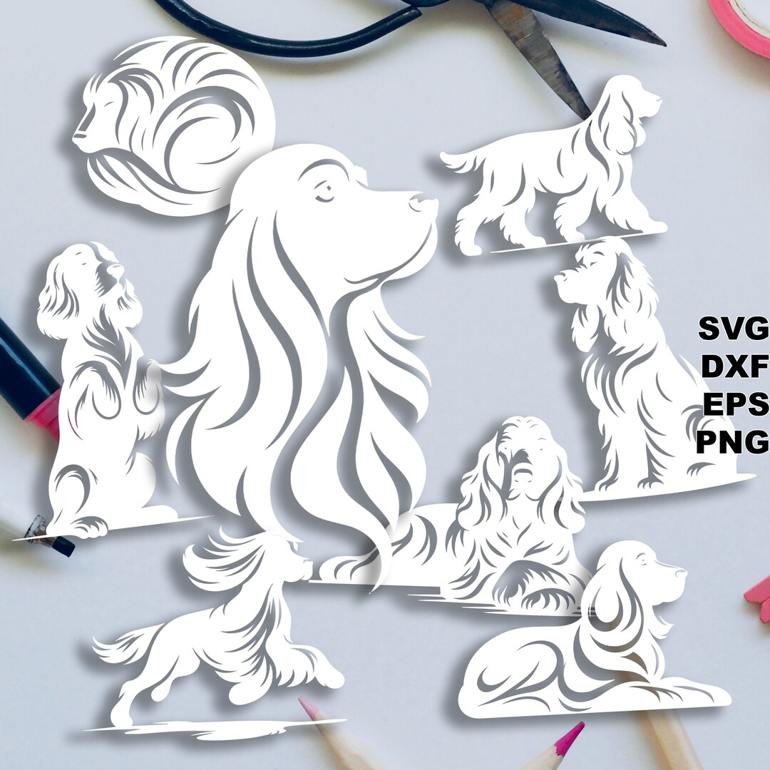 Cocker Spaniel SVG Cut Files (svg Dxf Png Eps) Silhouette & Cricut ...