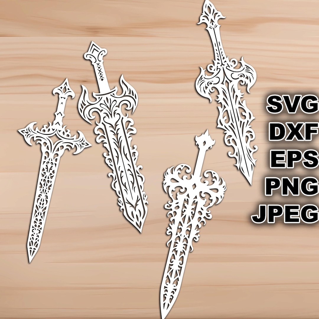 Crystal Sword SVG Cut Files (svg Dxf Png Eps Jpeg) Silhouette & Cricut ...