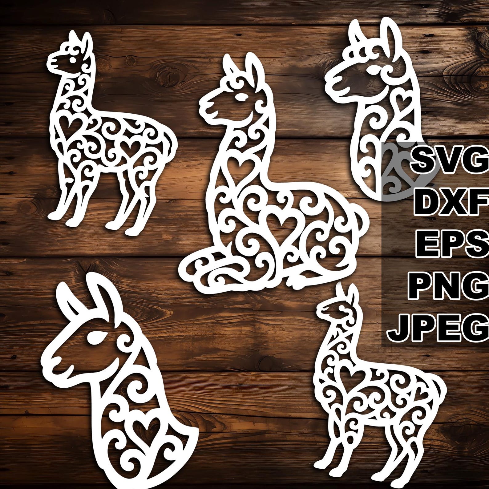 Lovely Llamas SVG Cut Files (svg Dxf Png Eps Jpeg) Silhouette & Cricut ...