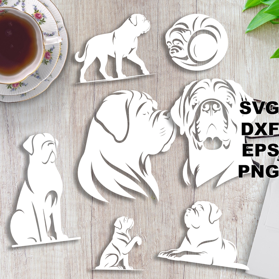 English Mastiff SVG Cut Files (svg Dxf Png Eps) Silhouette & Cricut ...