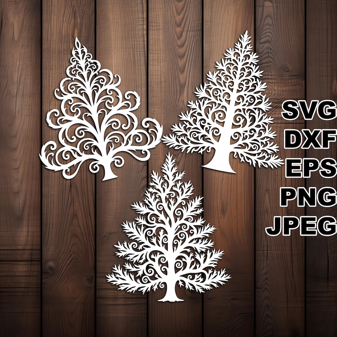Filigree Evergreen SVG Cut Files (svg Dxf Png Eps Jpeg) Silhouette ...