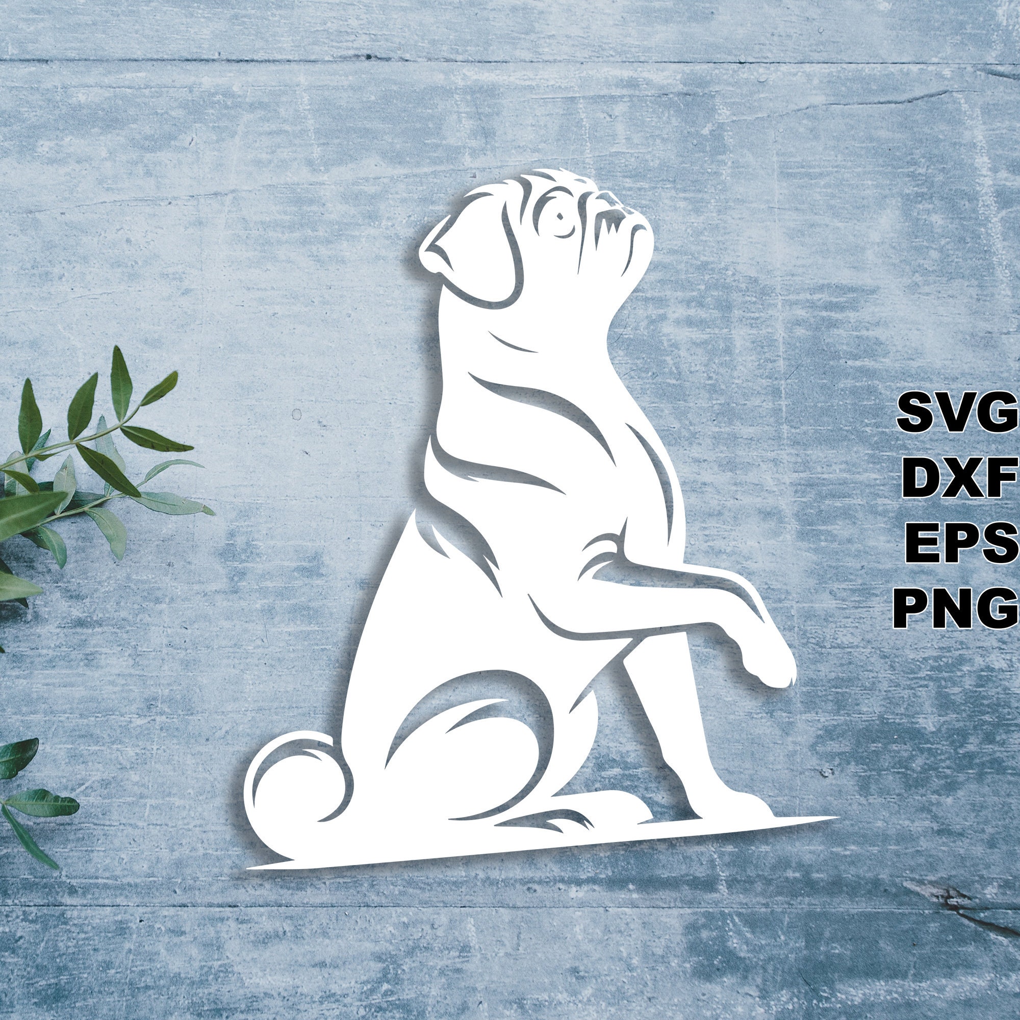 Pug SVG Cut Files svg Dxf Png Eps Silhouette & Cricut, Digital ...