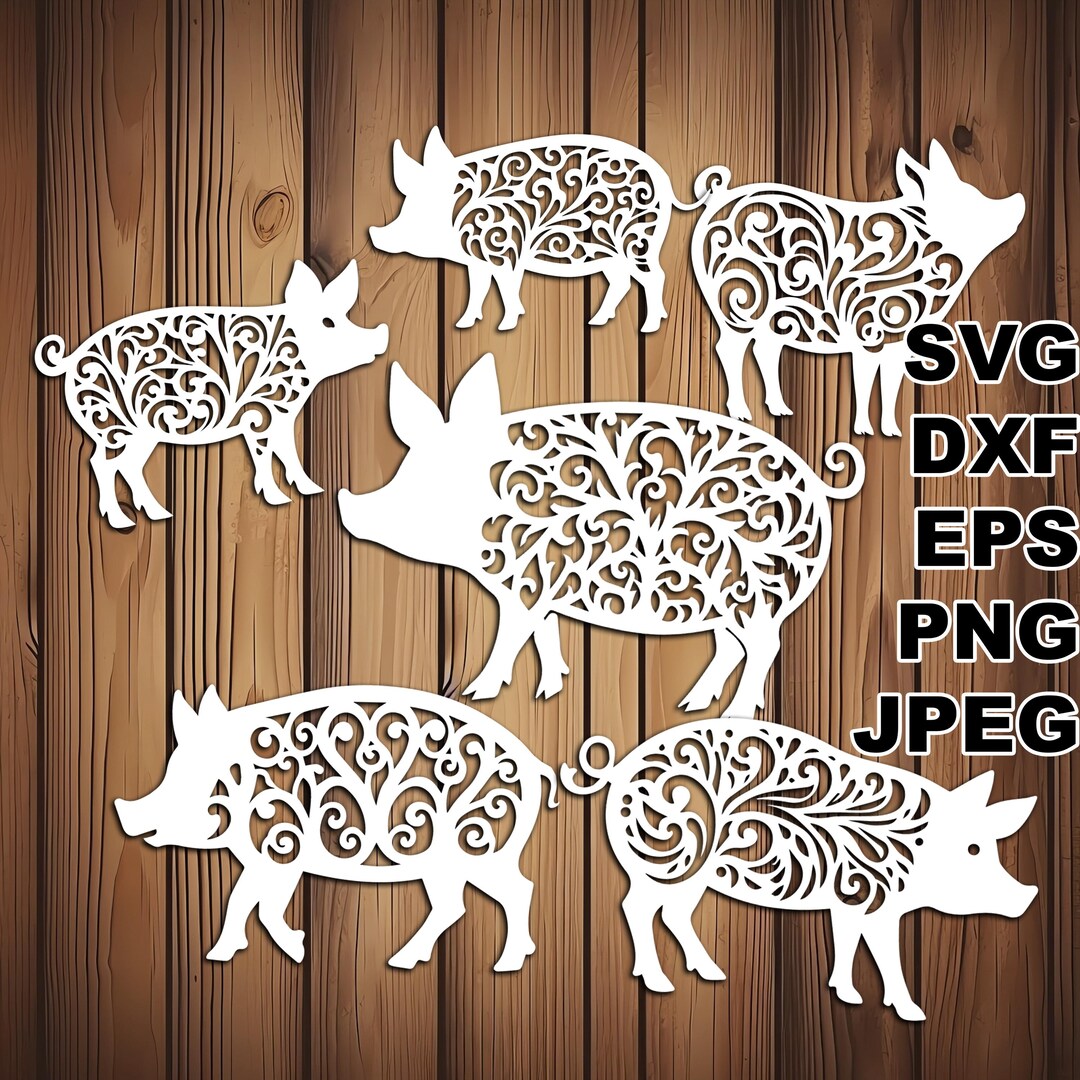 Filigree Pig SVG Cut Files (svg Dxf Png Eps Jpeg) Silhouette & Cricut ...