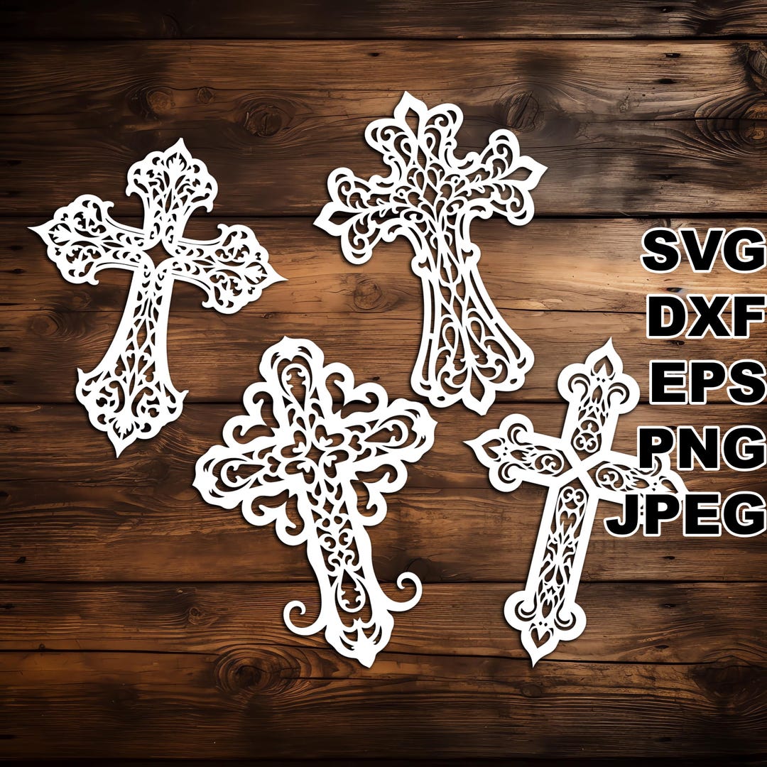 Filigree Crosses SVG Cut Files (svg Dxf Png Eps Jpeg) Silhouette ...