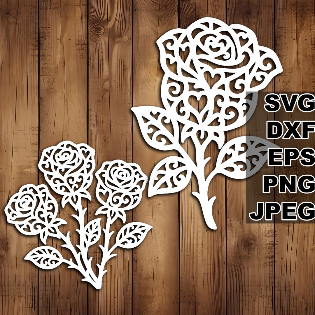 Lovely Roses SVG Cut Files (svg Dxf Png Eps Jpeg) Silhouette & Cricut ...