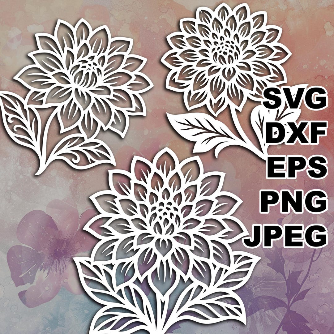 Filigree Dahlia SVG Cut Files (svg Dxf Png Eps Jpeg) Silhouette ...