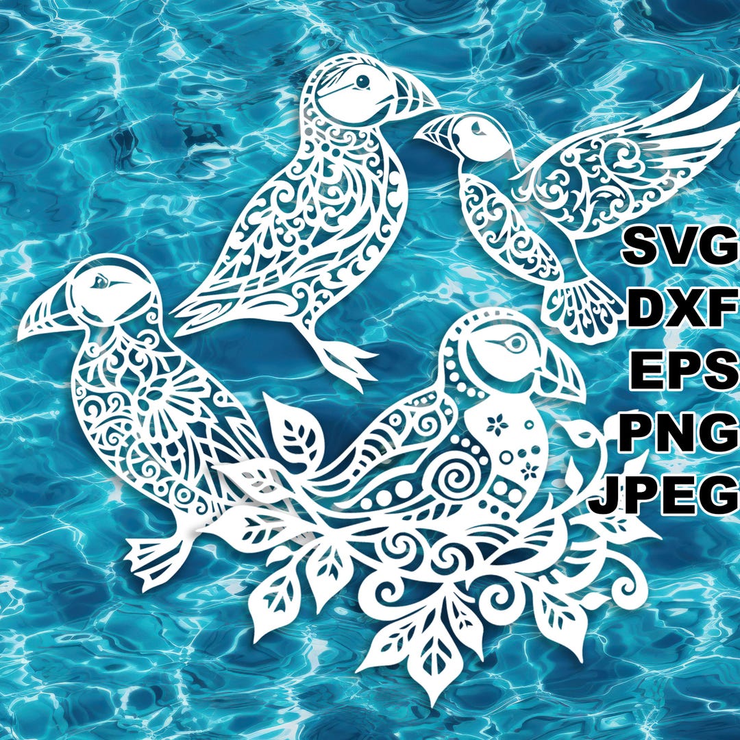 Puffins SVG Cut Files (svg Dxf Png Eps Jpeg) Silhouette & Cricut ...