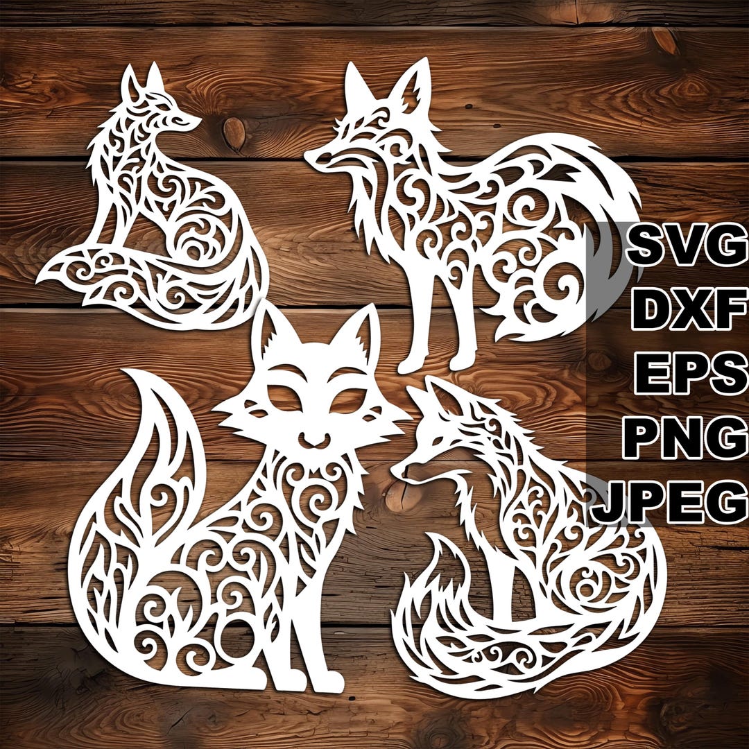 Filigree Fox SVG Cut Files (svg Dxf Png Eps Jpeg) Silhouette & Cricut ...