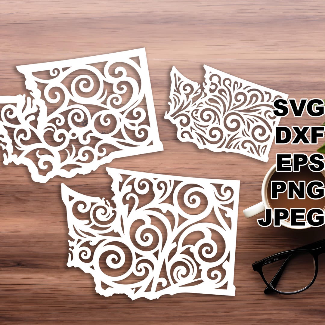 Washington SVG Cut Files (svg Dxf Png Eps Jpeg) Silhouette & Cricut ...