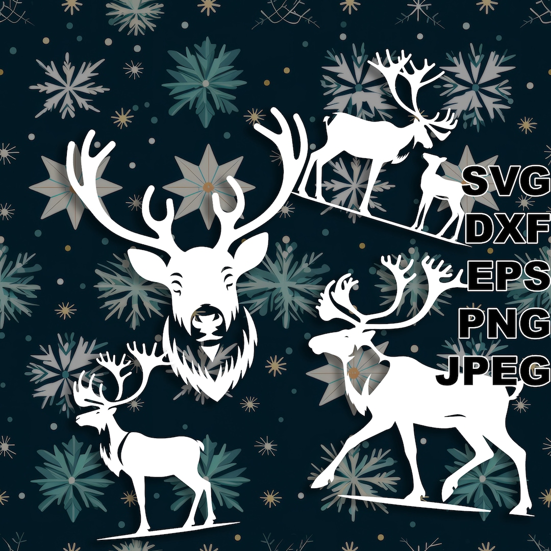 Caribou / Reindeer SVG Cut Files (svg Dxf Png Eps Jpeg) Vinyl and Paper ...