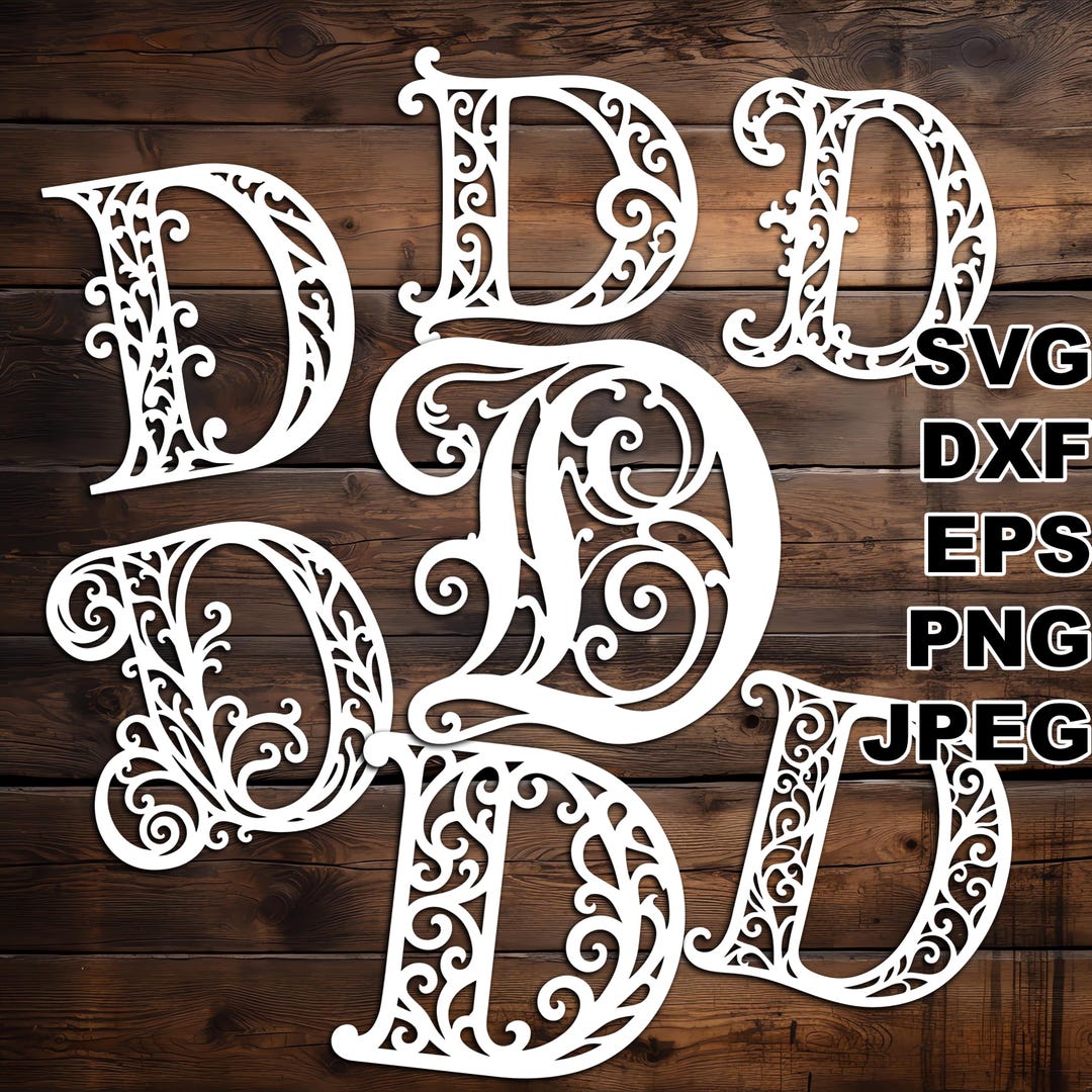 Filigree Letter D SVG Cut Files (svg Dxf Png Eps Jpeg) Silhouette ...