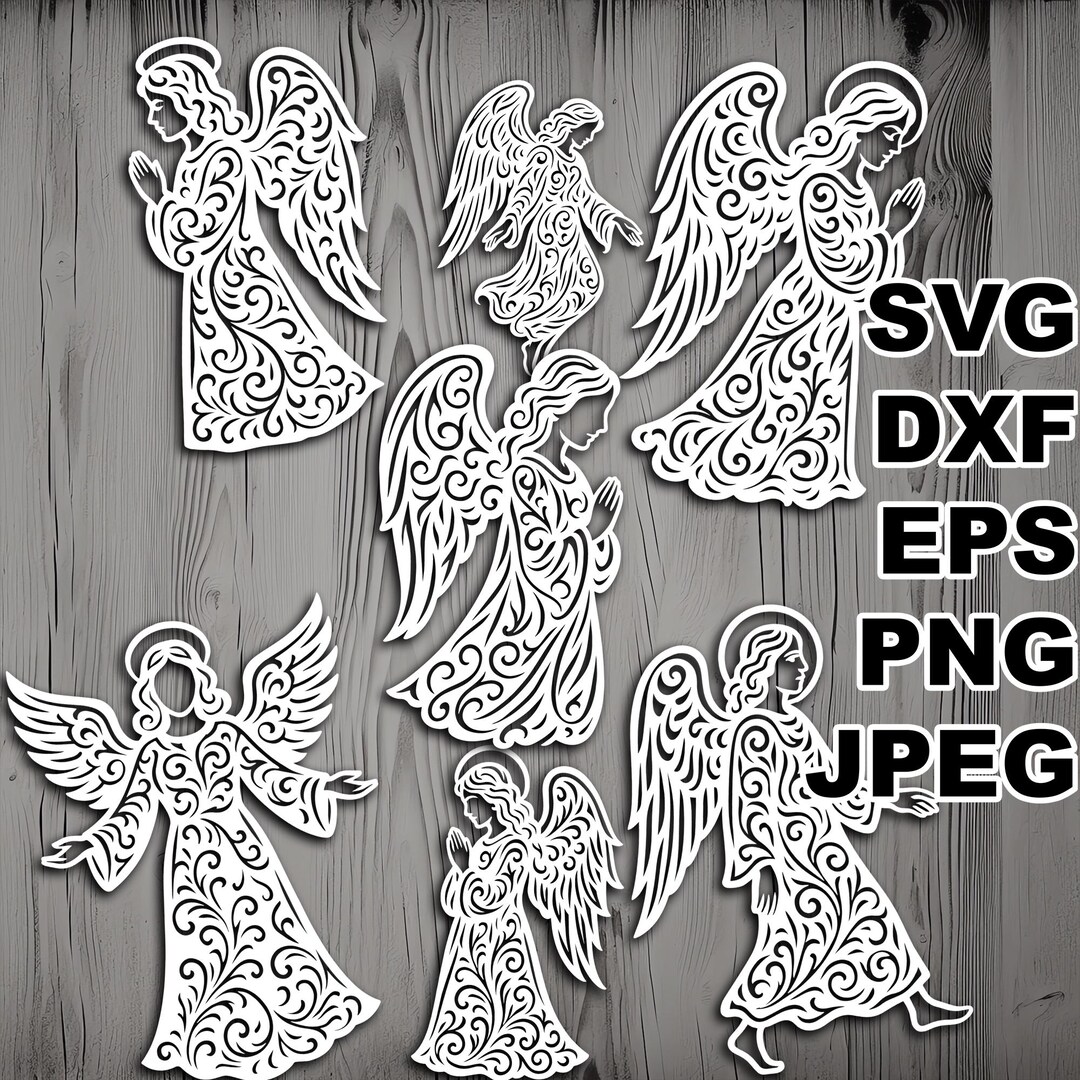 Filigree Angel SVG Cut Files (svg Dxf Png Eps Jpeg) Silhouette & Cricut ...