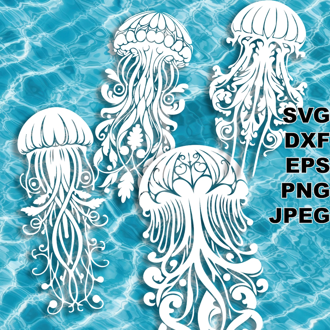 Jellyfish SVG Cut Files (svg Dxf Png Eps Jpg) Silhouette & Cricut ...