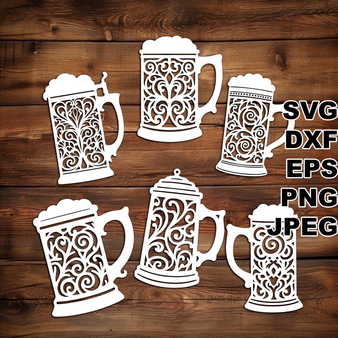 Filigree Beer Steins SVG Cut Files (svg Dxf Png Eps Jpeg) Silhouette ...