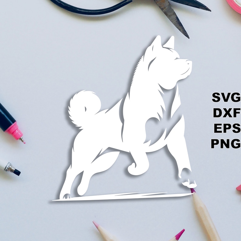 American Akita SVG Cut Files svg Dxf Png Eps Silhouette & Cricut ...
