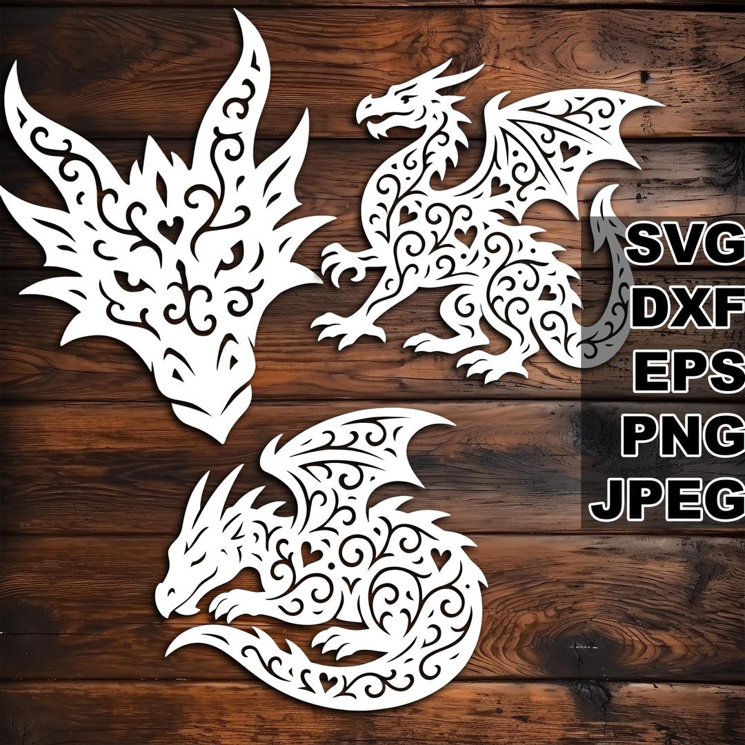 Lovely Dragon SVG Cut Files (svg Dxf Png Eps Jpeg) Silhouette & Cricut ...