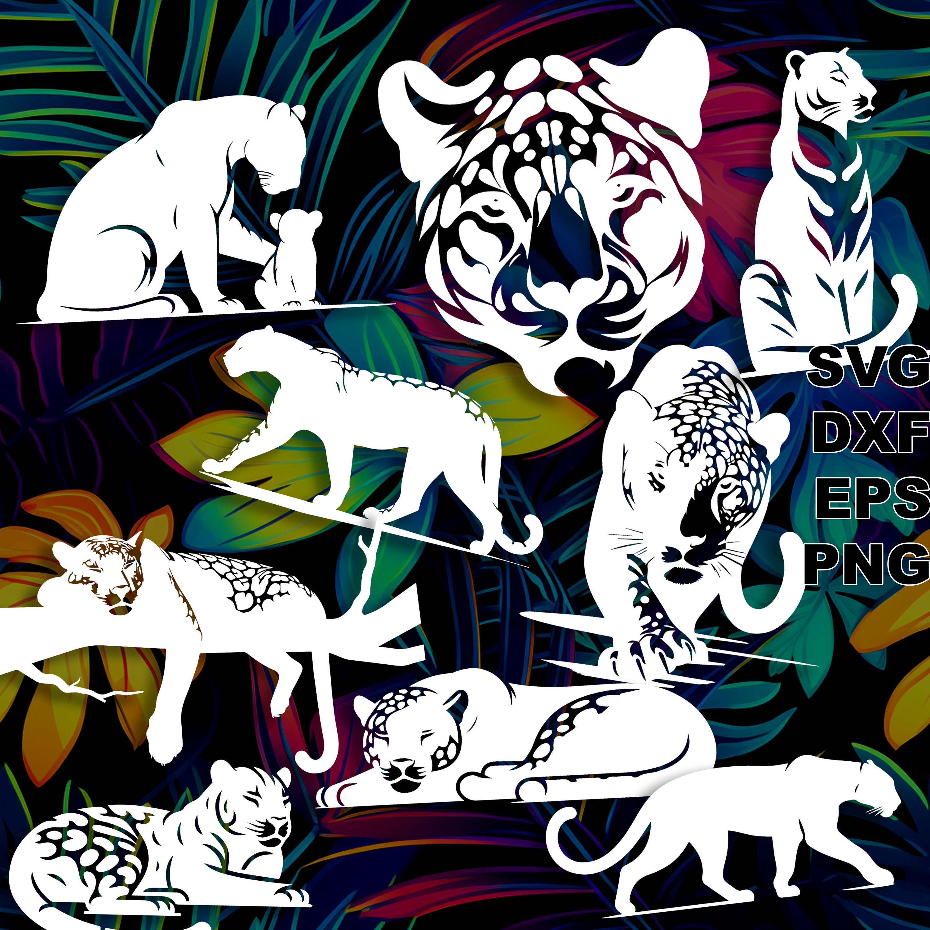 Jaguar SVG Cut Files svg Dxf Png Eps Vinyl and Paper Cut, CNC, Laser ...