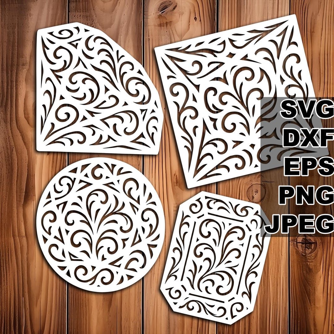 Filigree Gems SVG Cut Files (svg Dxf Png Eps Jpeg) Silhouette & Cricut ...