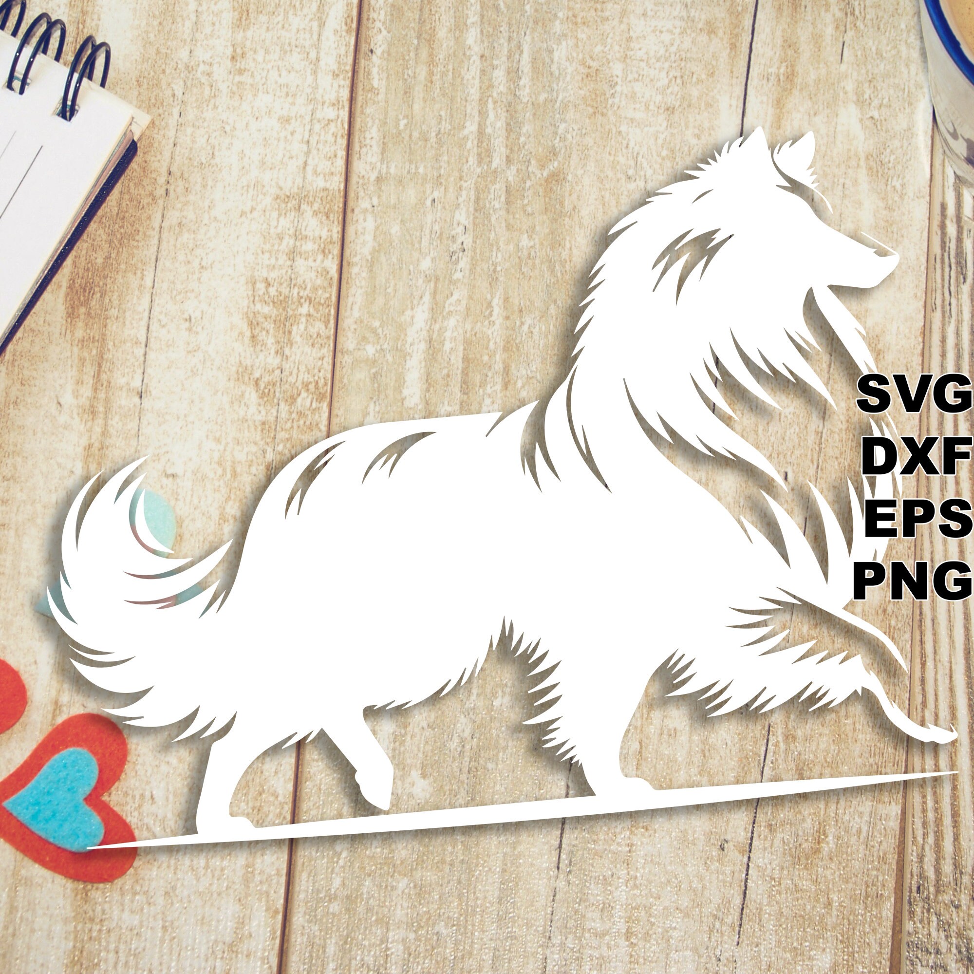 Rough Collie SVG Cut Files svg Dxf Png Eps Silhouette & Cricut, Digital ...