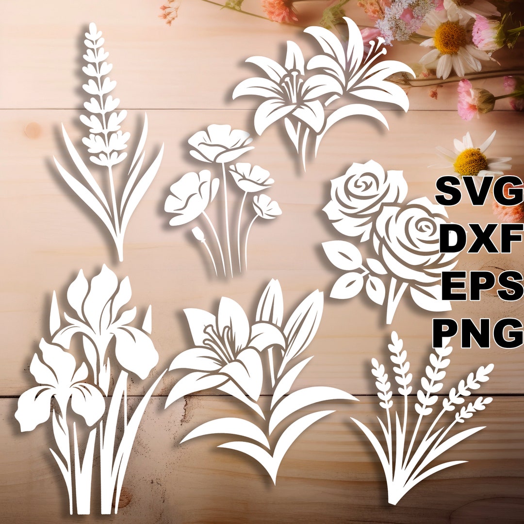 French Flora SVG Cut Files (svg Dxf Png Eps) Vinyl and Paper Cut, CNC ...