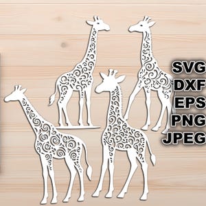 Filigree Giraffe SVG Cut Files (svg Dxf Png Eps Jpeg) Silhouette & Cricut, Digital Scrapbooking ...