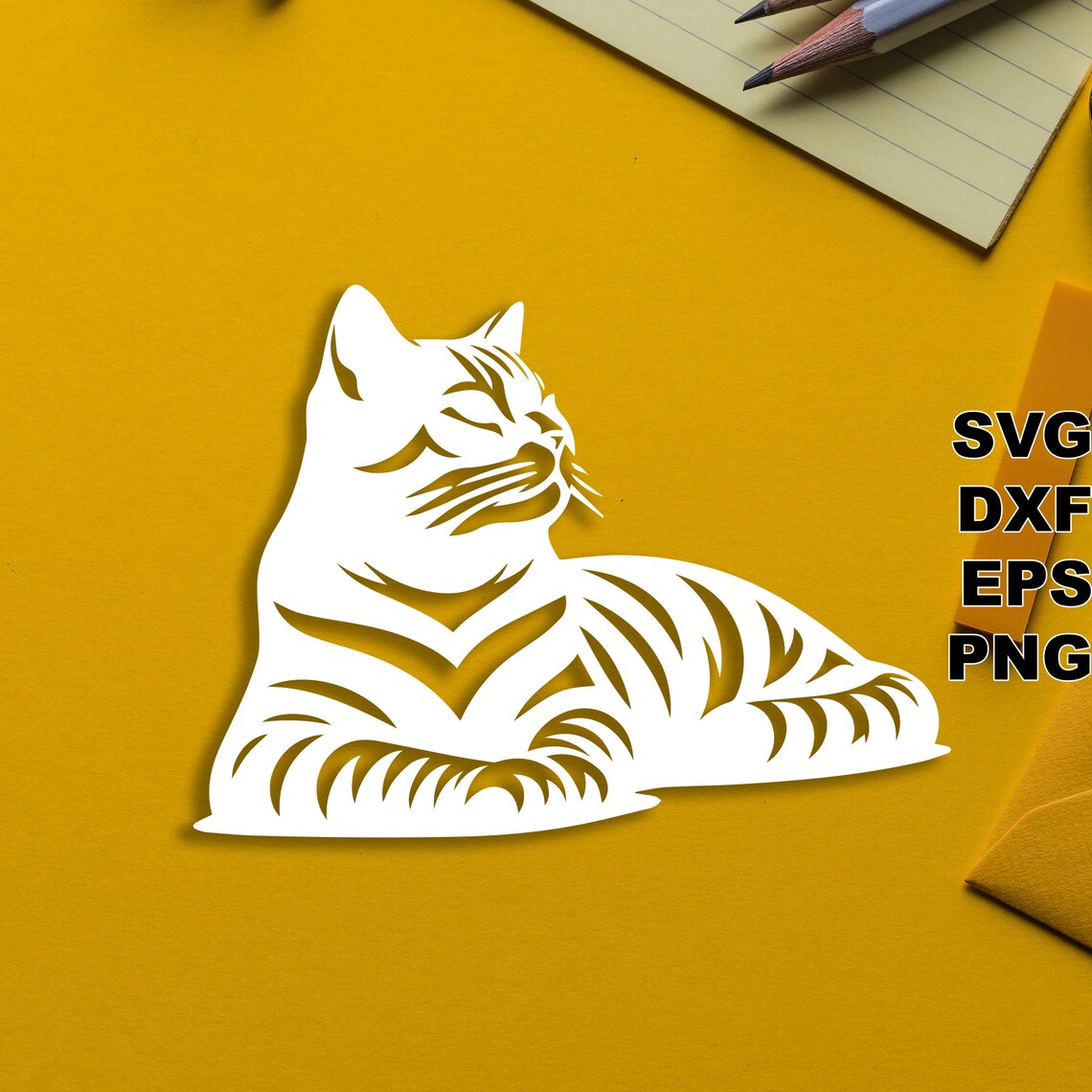 Tabby Cat SVG Cut Files (svg Dxf Png Eps) Silhouette & Cricut, Digital ...