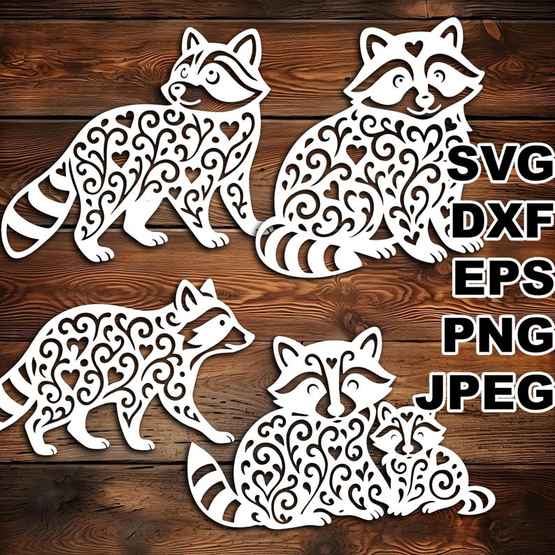 Lovely Raccoon SVG Cut Files (svg Dxf Png Eps Jpeg) Silhouette & Cricut ...