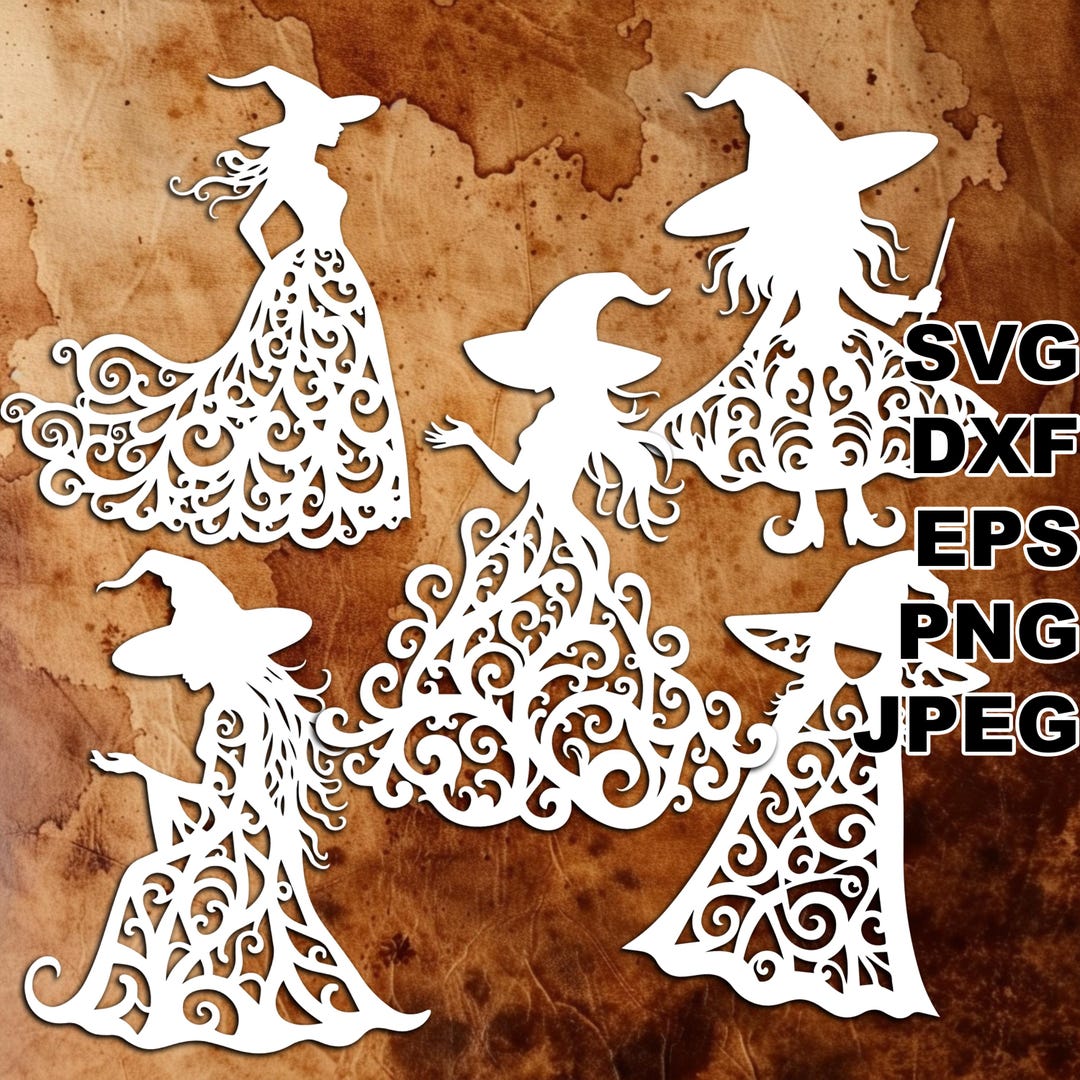 Filigree Witches SVG Cut Files (svg Dxf Png Eps Jpeg) Silhouette ...