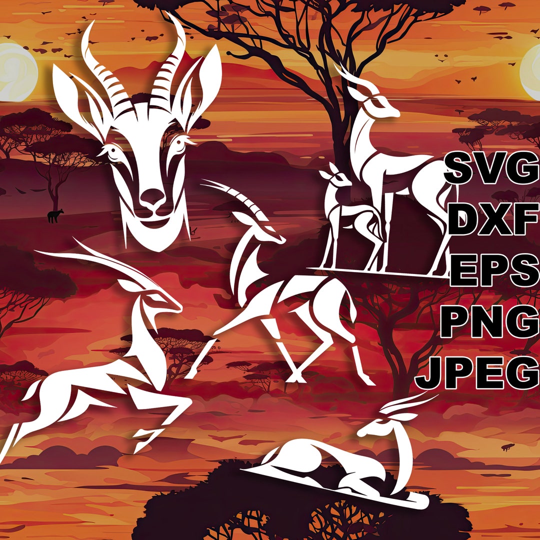 Gazelle SVG Cut Files (svg Dxf Png Eps Jpeg) Vinyl and Paper Cut, CNC ...