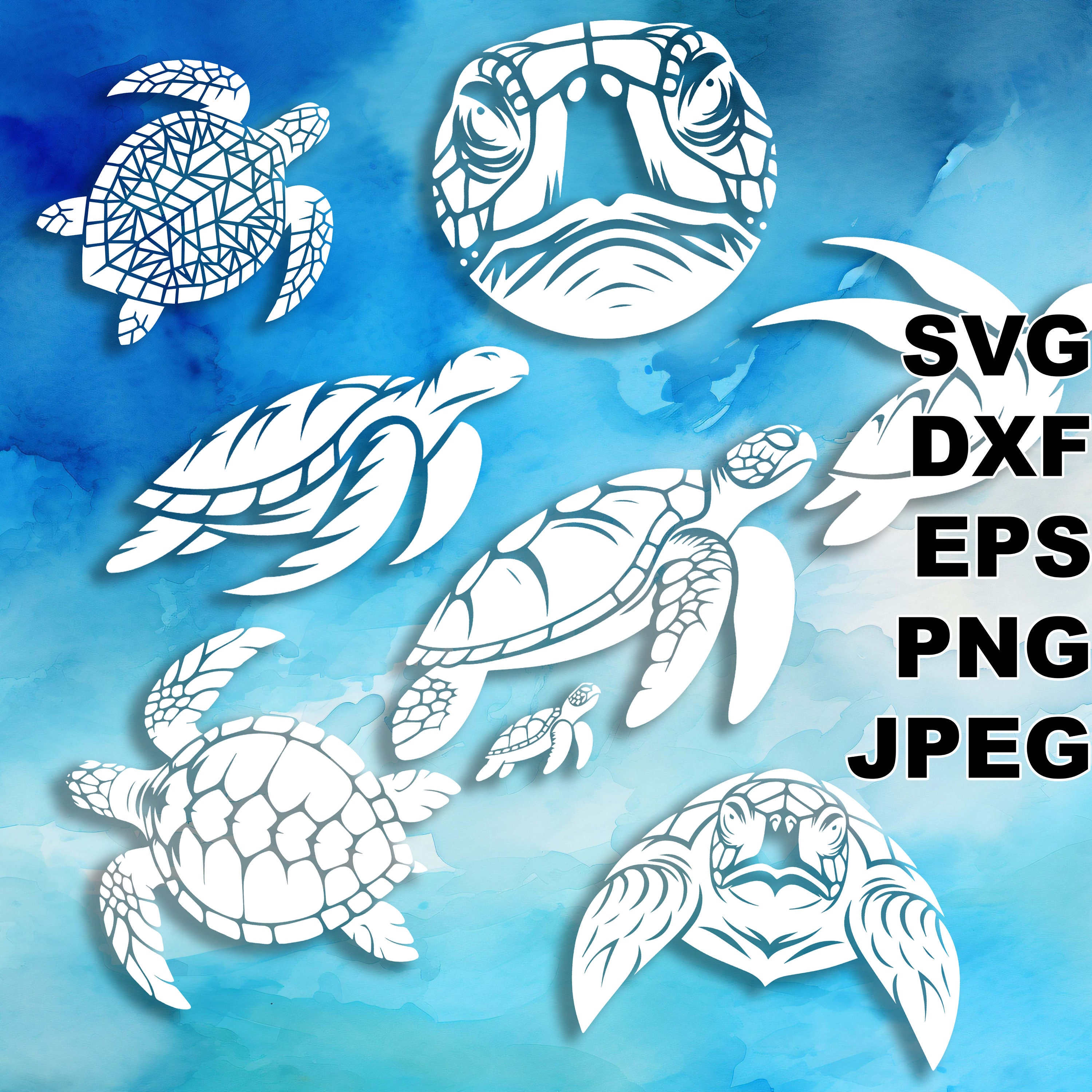 Sea Turtle SVG Cut Files svg Dxf Png Eps Jpeg Vinyl and Paper Cut, CNC ...