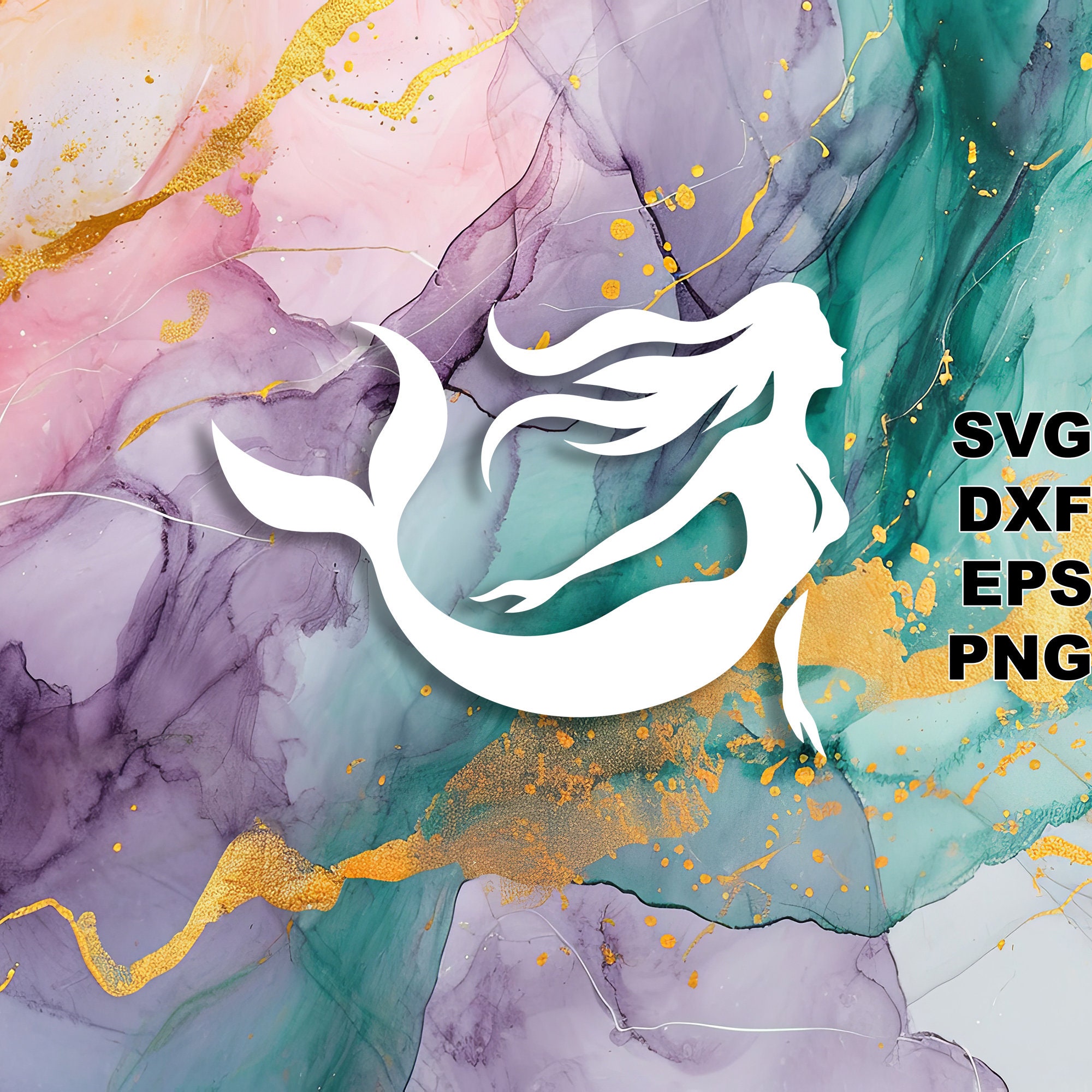 Mermaid SVG Cut Files svg Dxf Png Eps Silhouette & Cricut, Digital ...