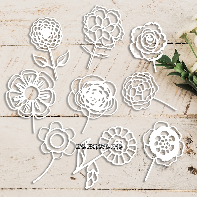 Flowers SVG Cut Files svg Dxf Png Eps Silhouette & Cricut - Etsy