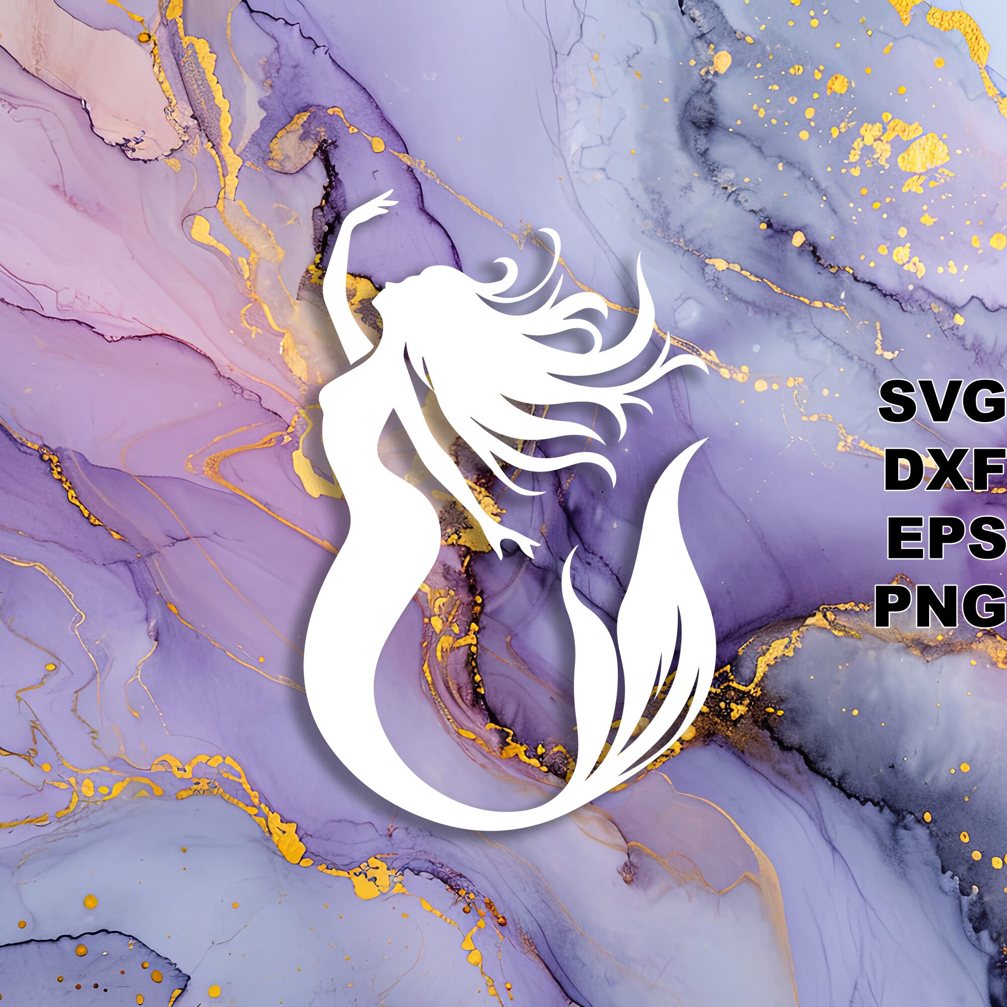 Mermaid SVG Cut Files svg Dxf Png Eps Silhouette & Cricut, Digital ...