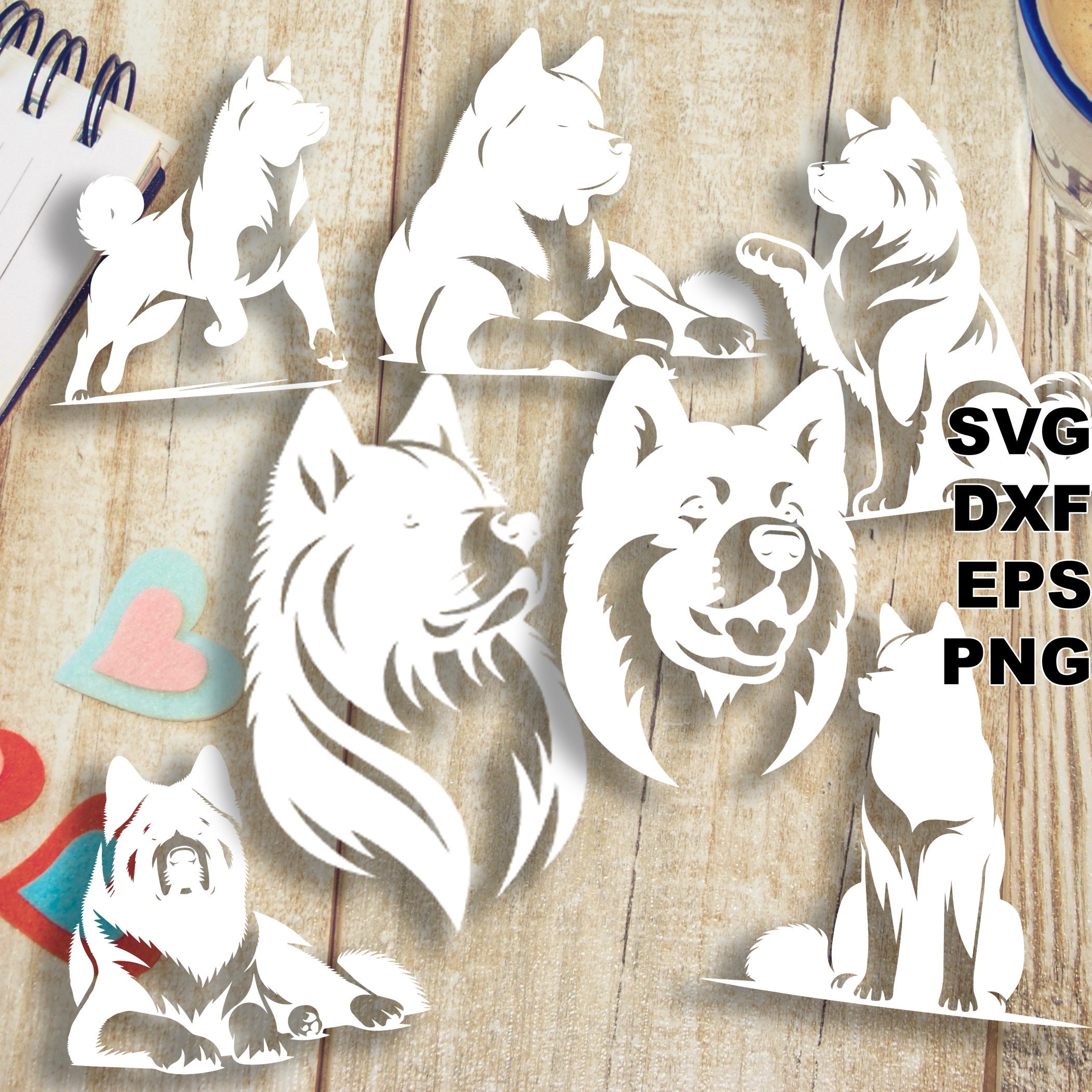 American Akita SVG Cut Files svg Dxf Png Eps Silhouette & Cricut ...