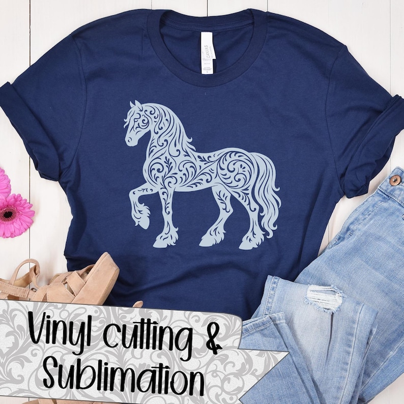 Filigree Friesian SVG Cut Files (svg Dxf Png Eps Jpeg) Silhouette ...