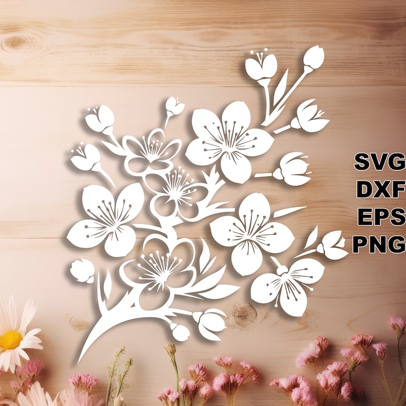 Japanese Flora SVG Cut Files (svg Dxf Png Eps) Vinyl and Paper Cut, CNC ...