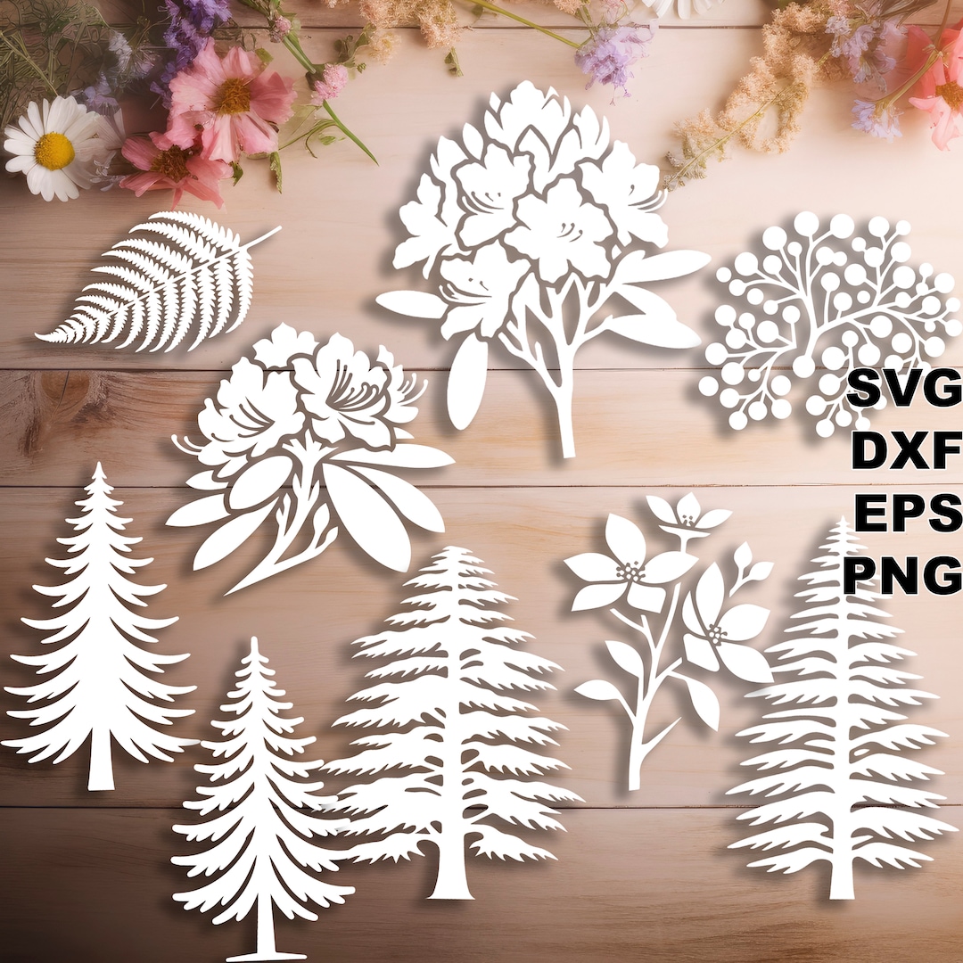 PNW Flora SVG Cut Files (svg Dxf Png Eps) Vinyl and Paper Cut, CNC ...