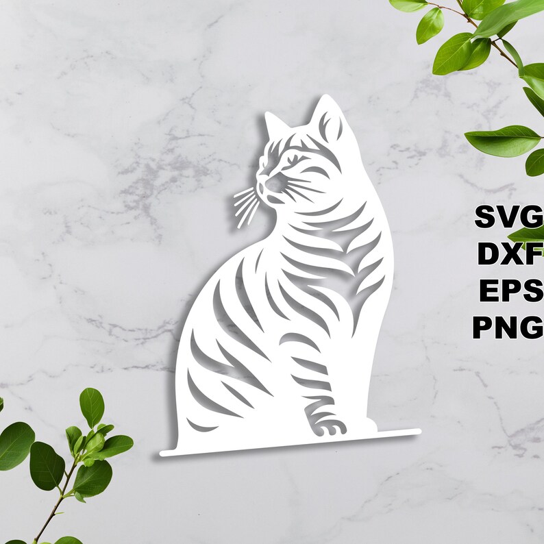 Tabby Cat SVG Cut Files (svg Dxf Png Eps) Silhouette & Cricut, Digital ...