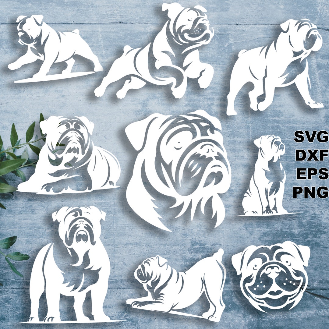 Bulldog SVG Cut Files (svg Dxf Png Eps) Silhouette & Cricut, Digital ...