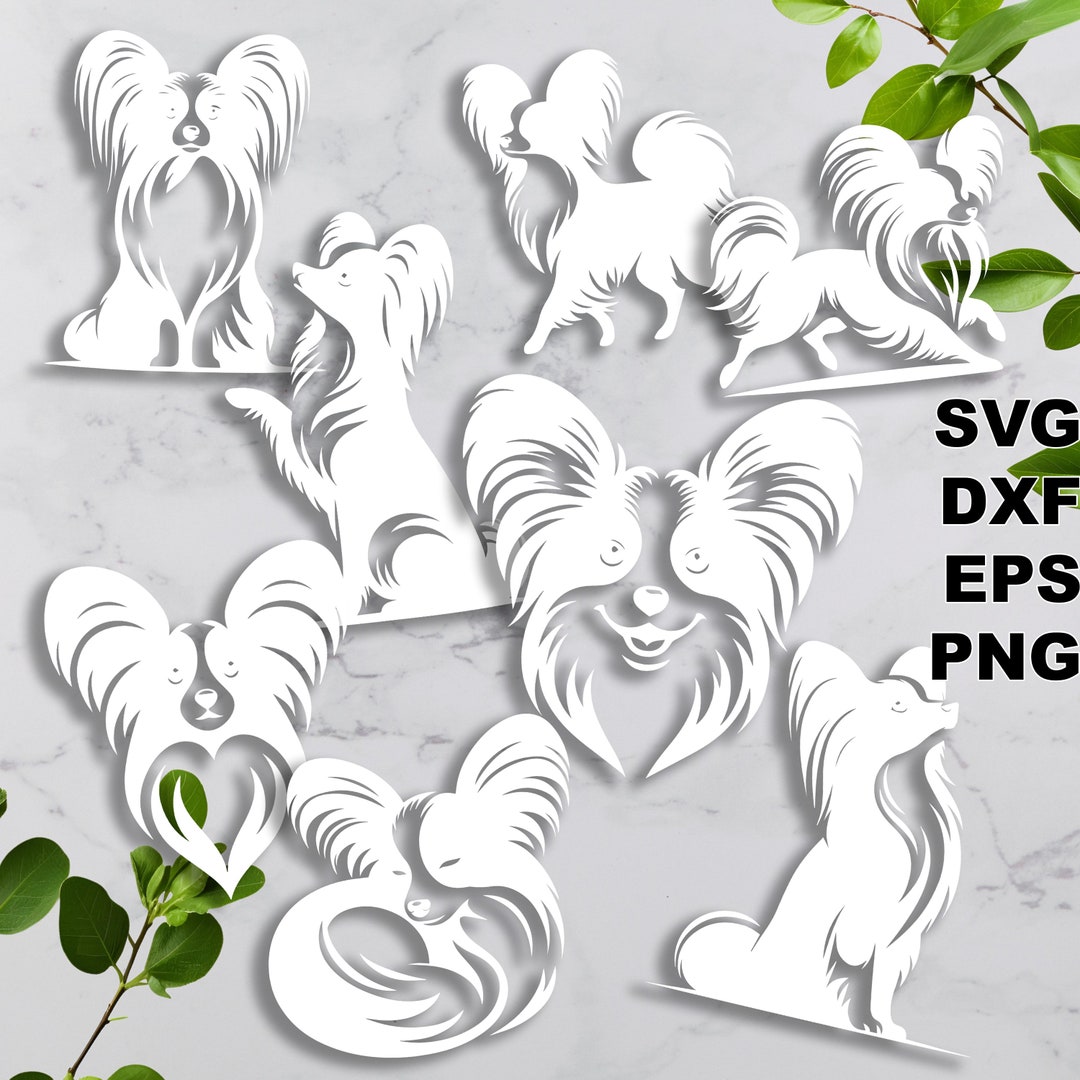 Papillon SVG Cut Files svg Dxf Png Eps Silhouette & Cricut, Digital ...