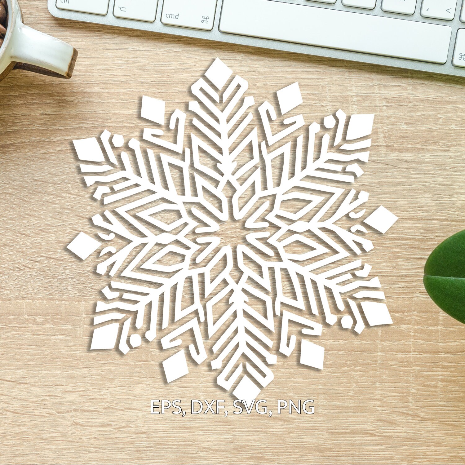 Snowflake SVG Cut Files (svg Dxf Png Eps) Silhouette & Cricut, Digital ...