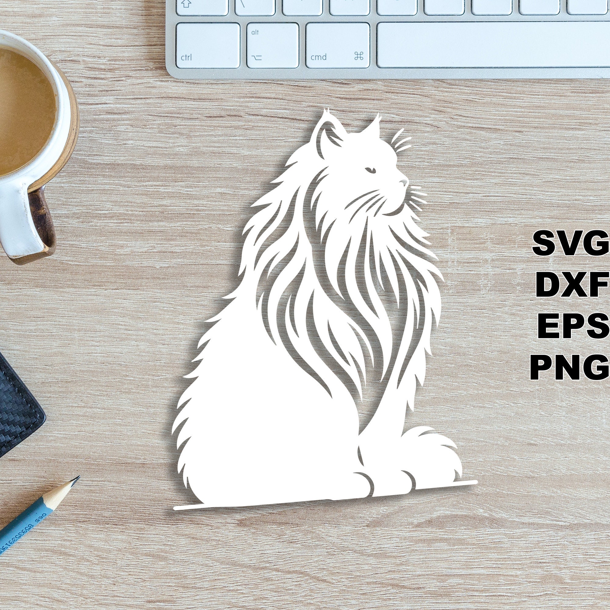 Norwegian Forest Cat SVG Cut Files svg Dxf Png Eps Silhouette & Cricut ...