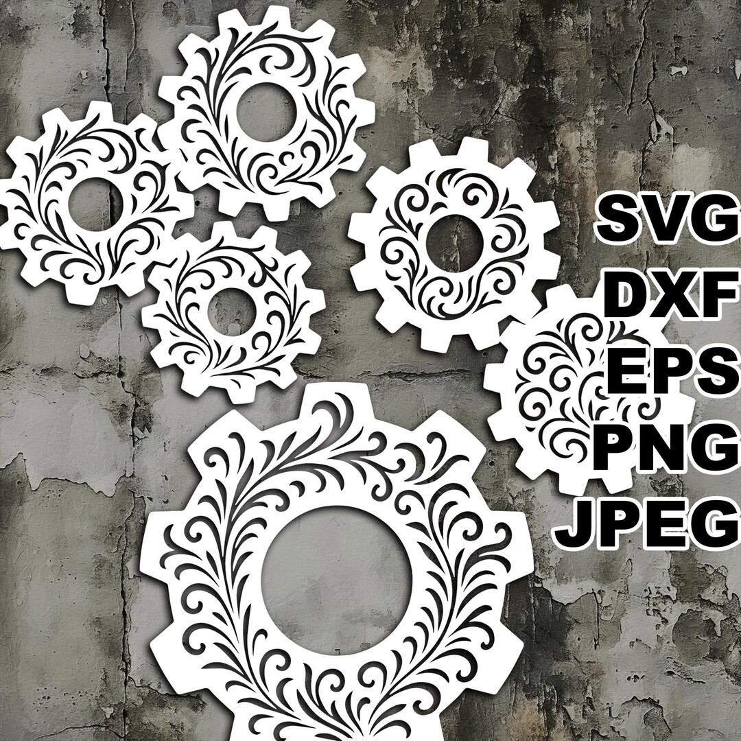 Filigree Gears SVG Cut Files (svg Dxf Png Eps Jpeg) Silhouette & Cricut ...