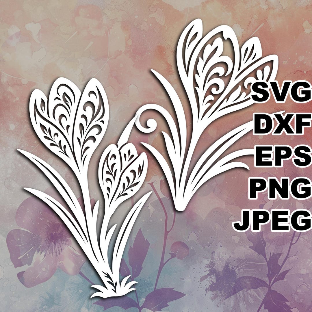 Filigree Crocus SVG Cut Files (svg Dxf Png Eps Jpeg) Silhouette ...