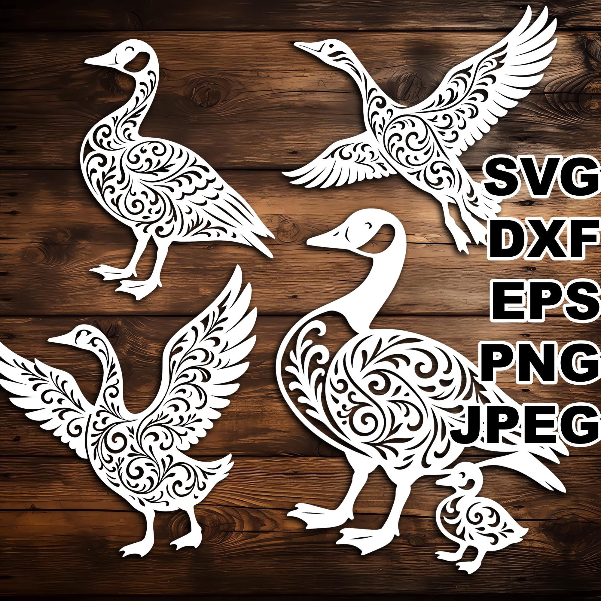 Filigree Goose SVG Cut Files (svg Dxf Png Eps Jpeg) Silhouette & Cricut ...