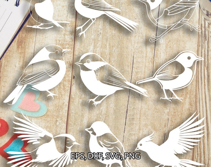 Birds SVG Cut Files (svg Dxf Png Eps) Silhouette & Cricut, Digital ...