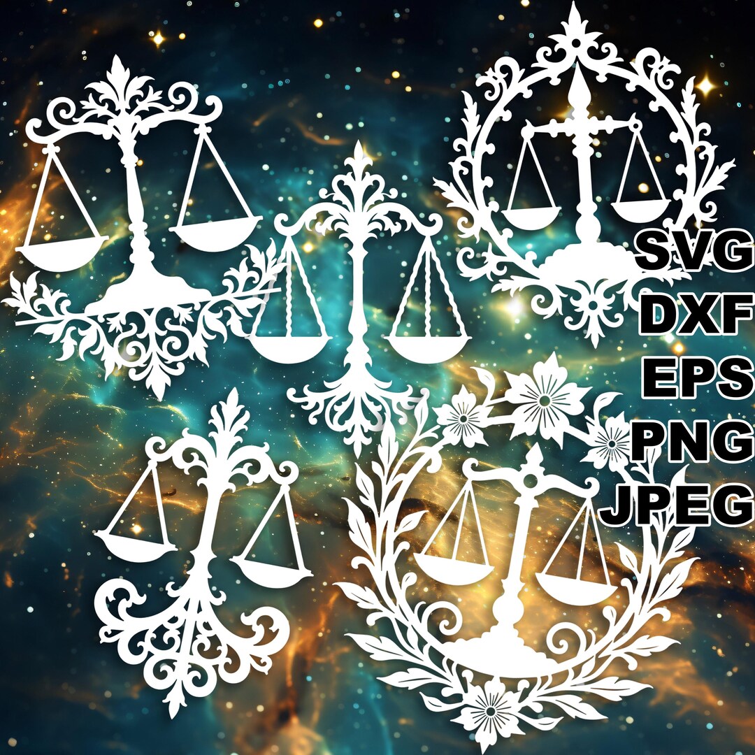 Libra Scales SVG Cut Files svg Dxf Png Eps Jpeg Silhouette & Cricut ...